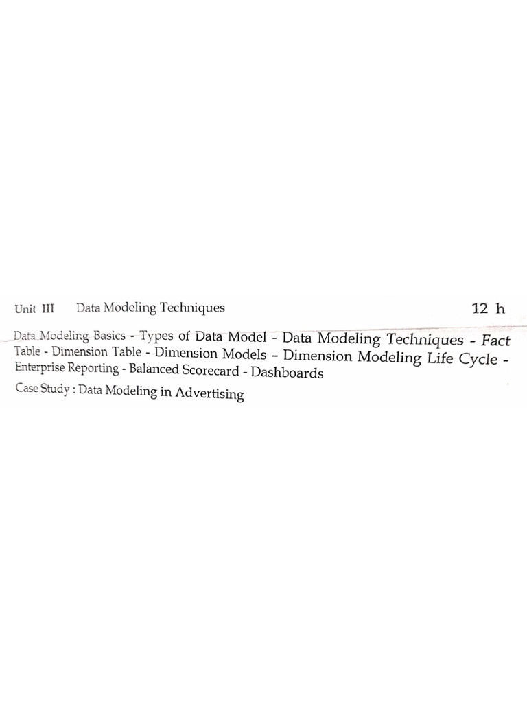 Unit 3 Data Modeling Techniques | PDF