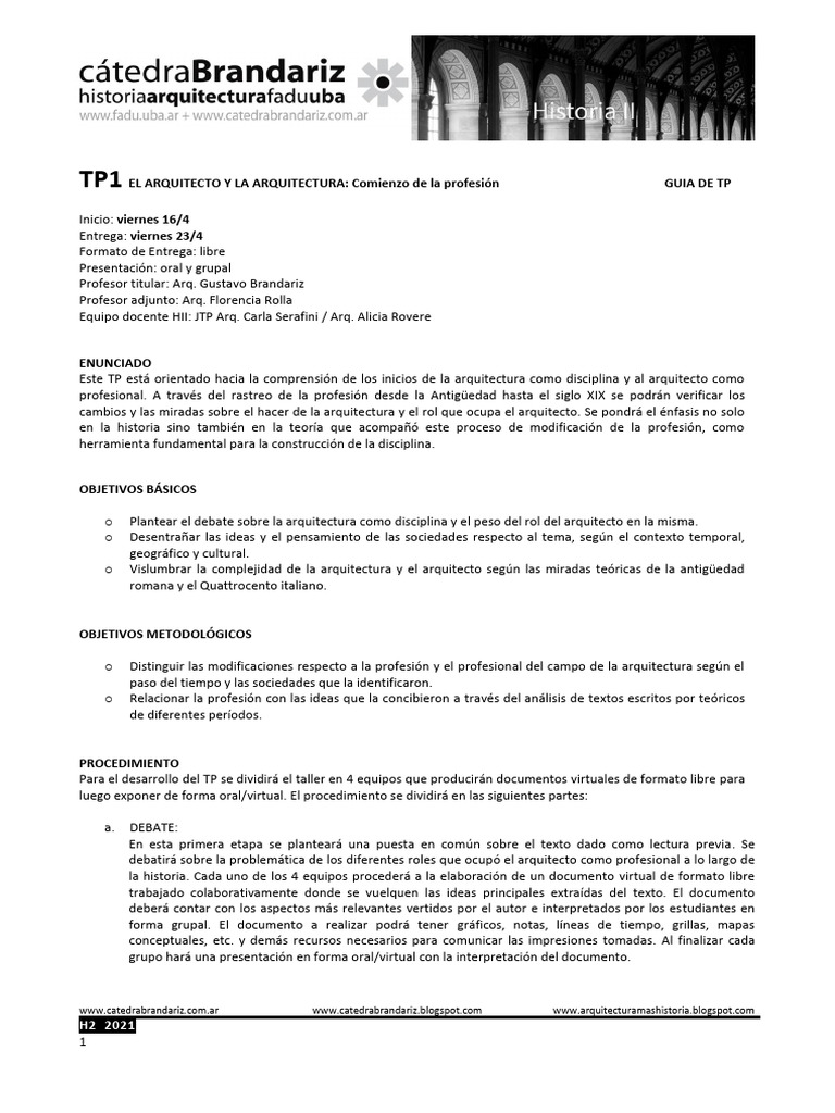 2021 TP1 El Arquitecto y La Arquitectura | PDF | Maestros | Arquitecto