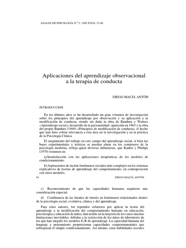 Aplicaciones Del Aprendizaje Observacional | PDF | Aprendizaje | Atención