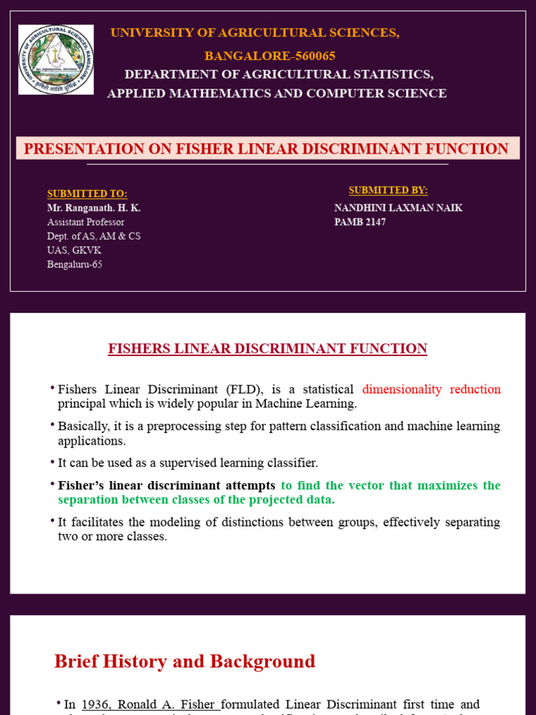 Fishers Linear Discriminant Function | PDF | Statistical Classification ... Fishers Linear Discriminant Function | PDF | Statistical Classification ...