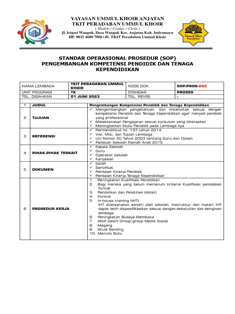 Pengembangan-Kompetensi-Pendidik-Dan-Tenaga-Kependidikan Tkit Ummul Khoir | PDF | Karier ...