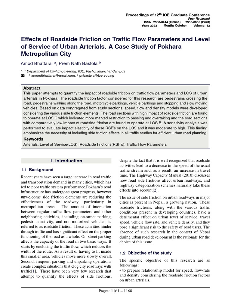 IOEGC-12-151-12215 my pper Effects of Roadside Friction on Traffic Flow Parameters and Level ...