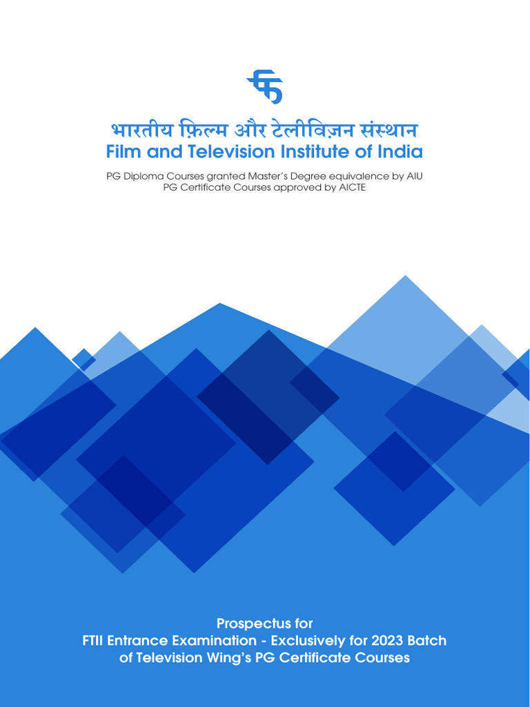 FTII 2023 TV Wing PG Certificate Exam | PDF