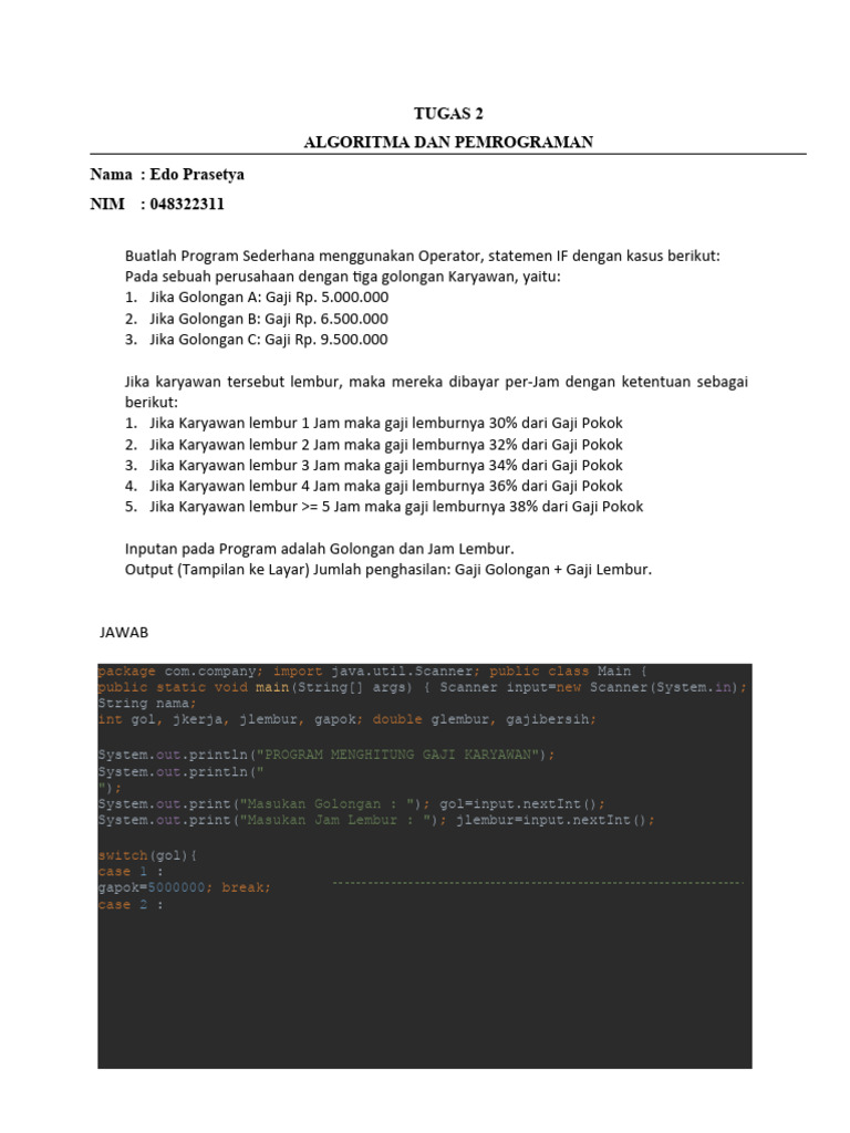 Tugas 2 - ALGORITMA DAN PEMROGRAMAN - Edo Prasetya | PDF | Metode & Bahan Ajar