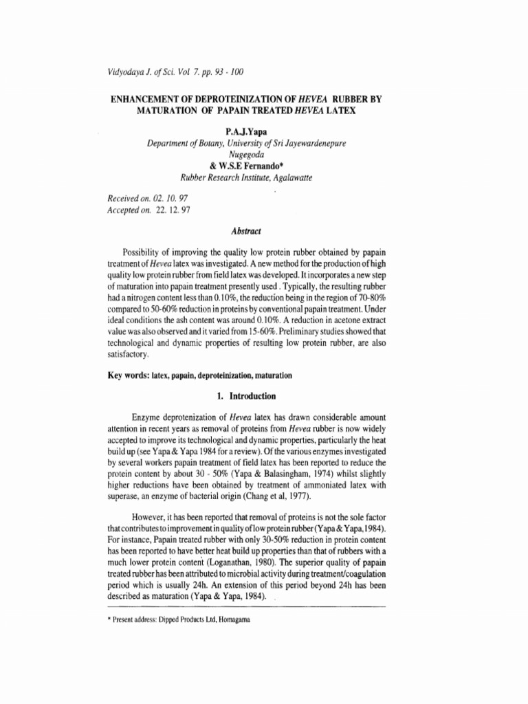 Enhancement of Deproteinization | PDF | Natural Rubber | Proteins