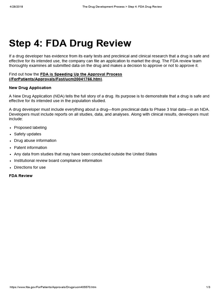 FDA Drug Review Process Explained | PDF | Food And Drug Administration ...