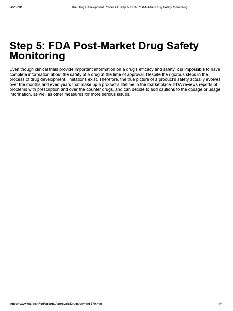 06 - The Drug Development Process - Step 5 - FDA Post-Market Drug Safety Monitoring | PDF | Food ...