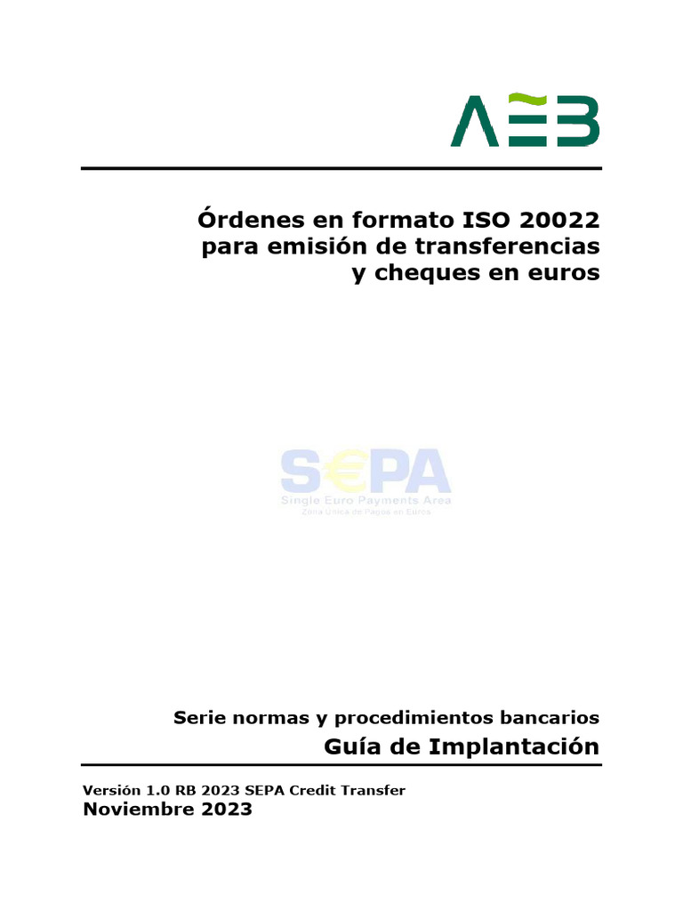 2404 Norma34-14 Transferencias SEPA Formato ISO 20022 ES | PDF ...
