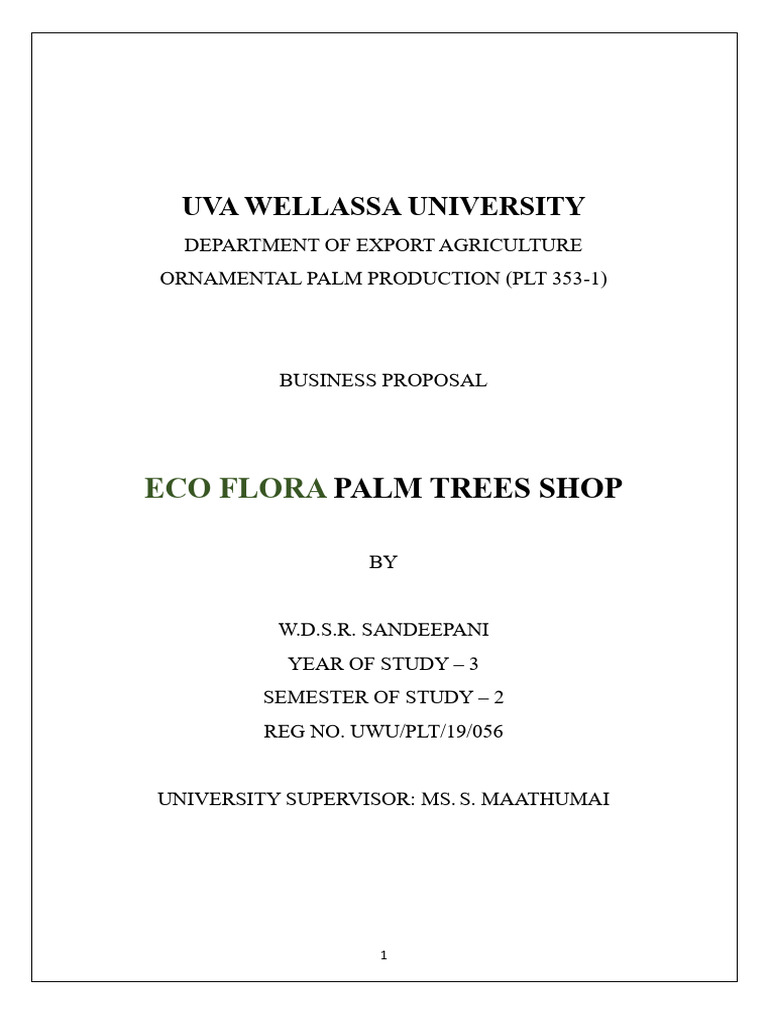Eco Flora: Palm Tree Business Proposal | PDF | Greenhouse | Plant Nursery