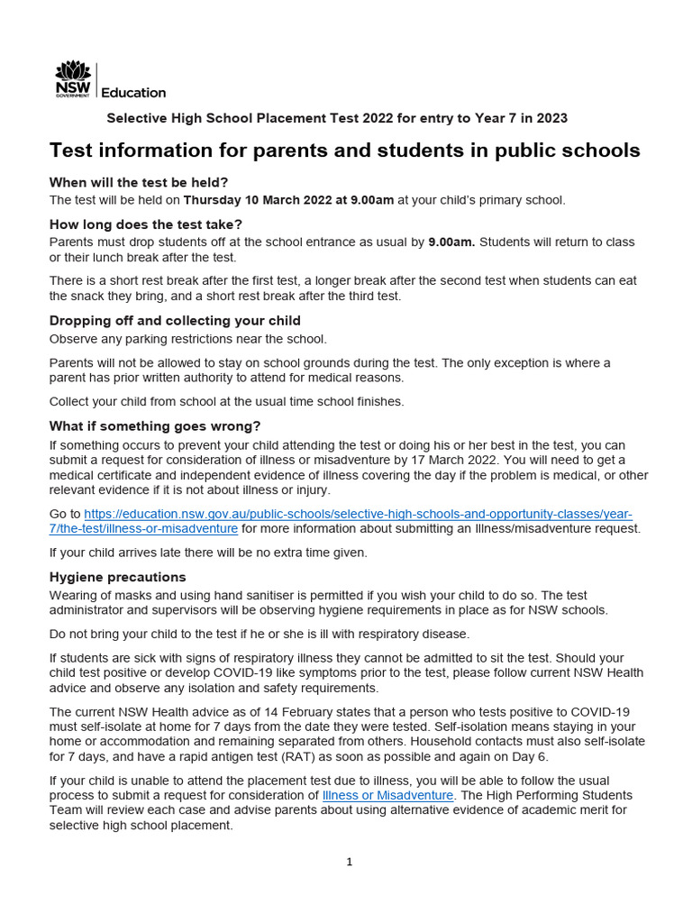 Selective High School Test Guide 2022 | PDF | Multiple Choice