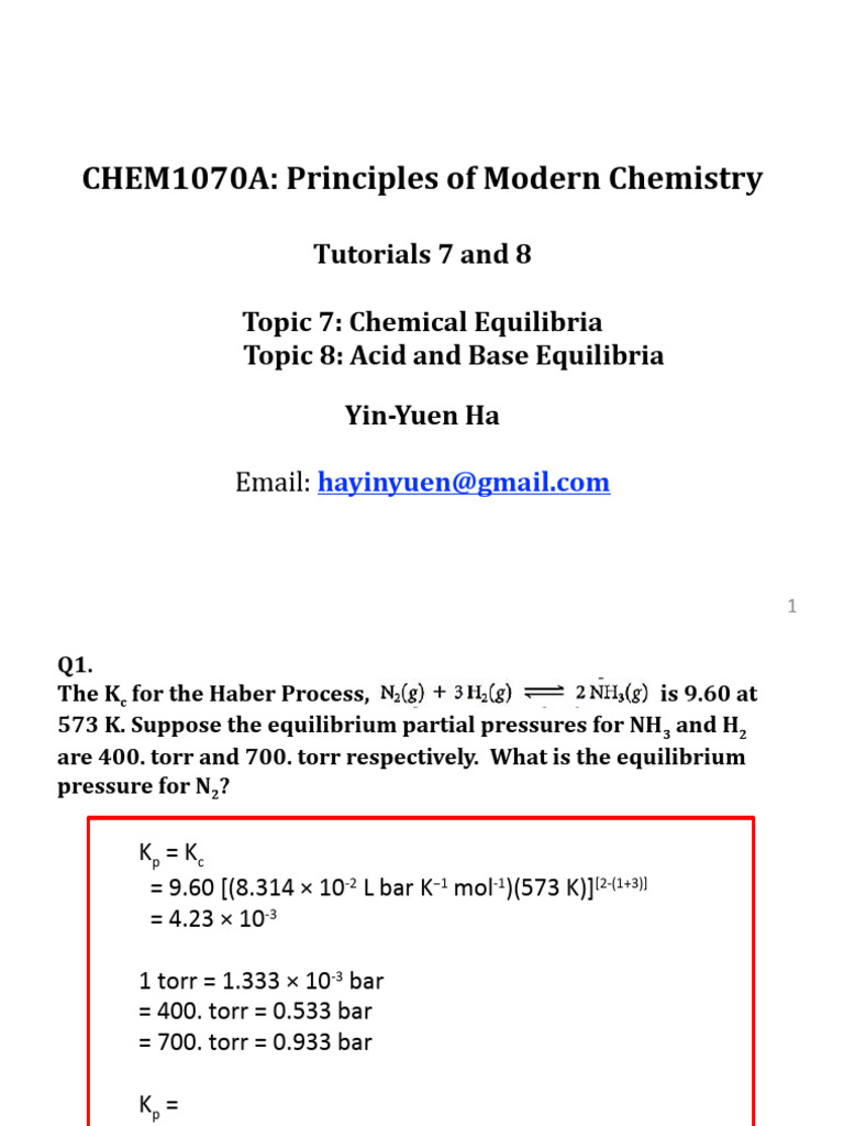 CHEM1070A: Principles of Modern Chemistry | PDF | Chemical Equilibrium ...