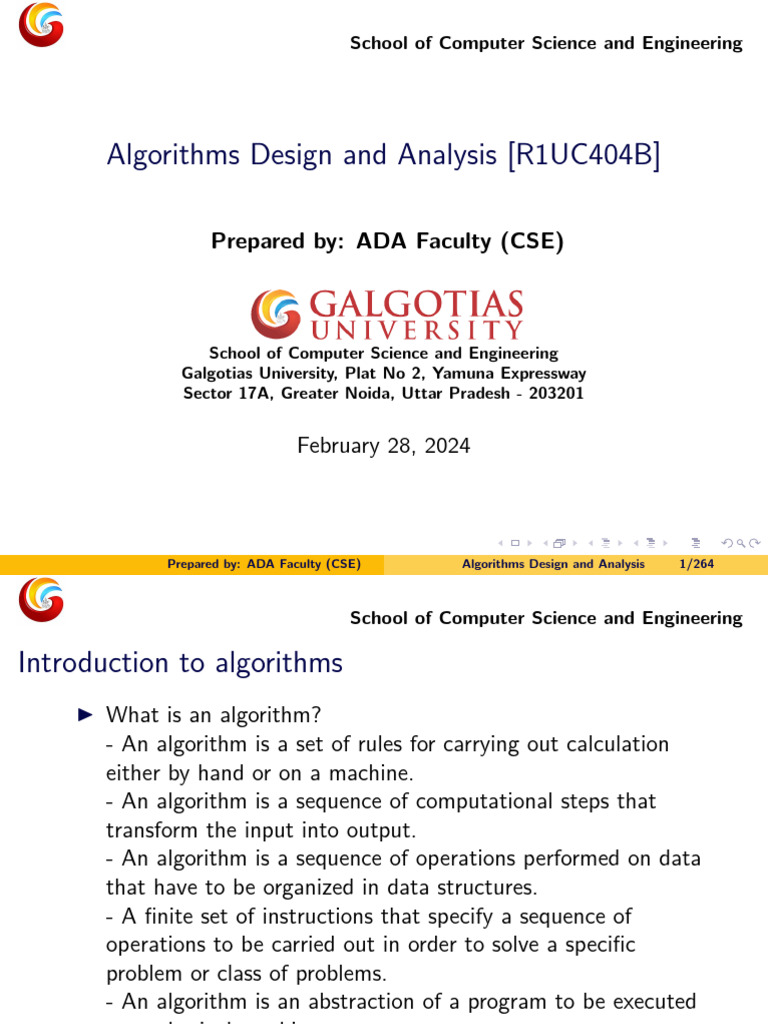 File 1714281798 GUSCSE202433137 ADAe-Content-2 | PDF | Algorithms | Recurrence Relation