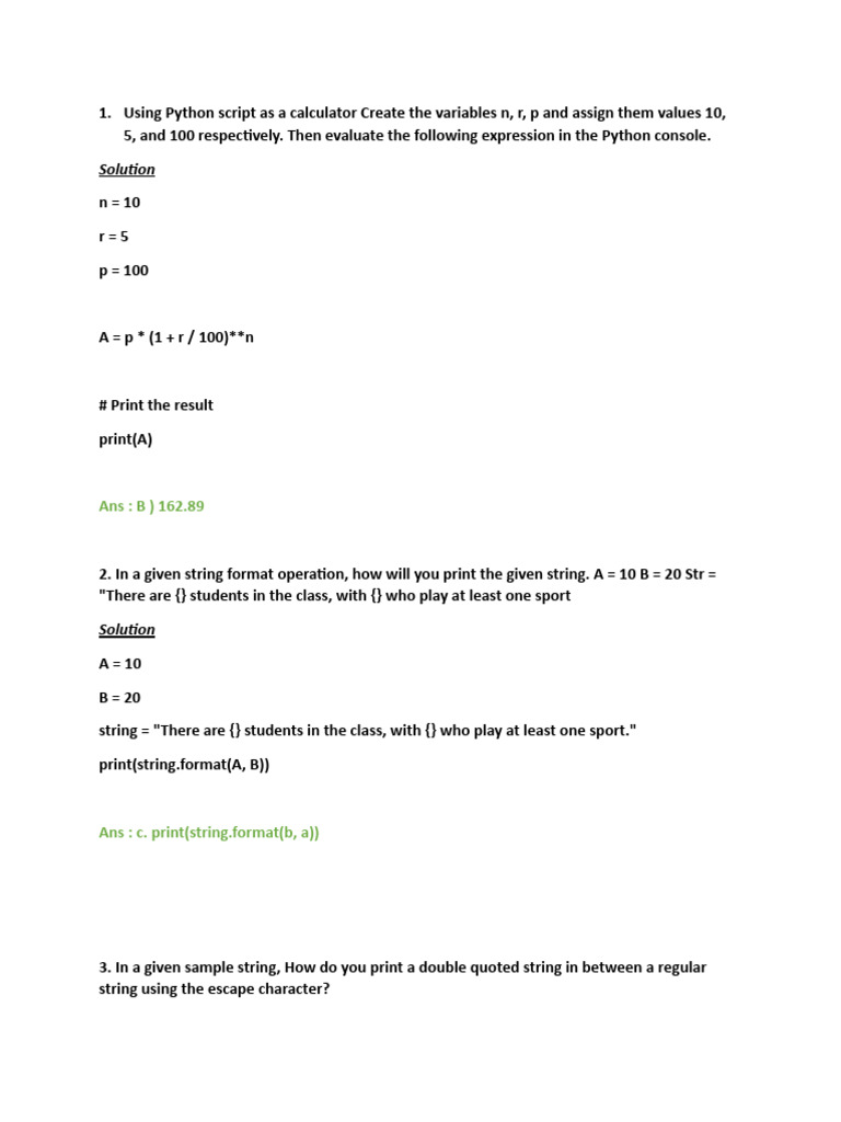Python Basics Assignment | Download Free PDF | String (Computer Science ... Python Basics Assignment | Download Free PDF | String (Computer Science ...