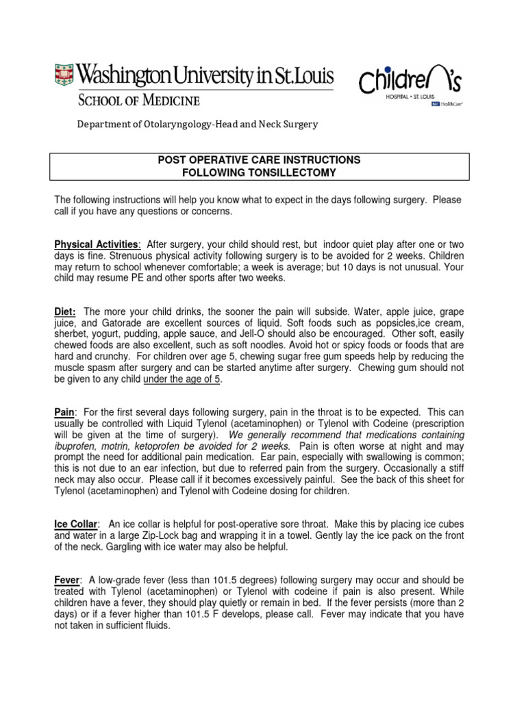 Post Op Tonsillectomy | PDF | Clinical Medicine | Medicine