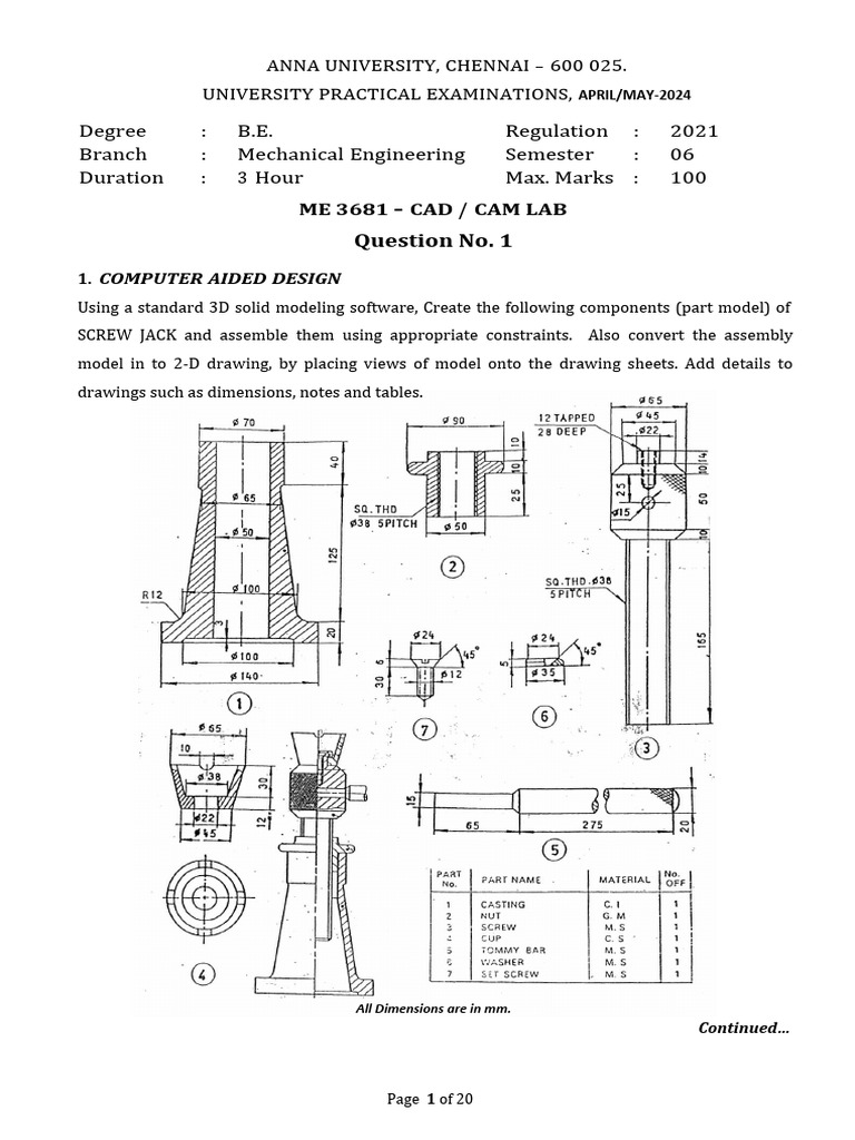 ME 3681 CAD/CAM Lab Manual | PDF | Computer Aided Design | Mechanical ...