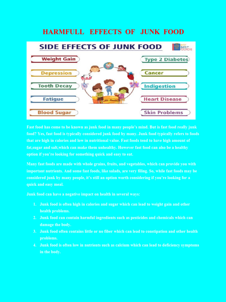 Harmful Effects of Junk Food Explained | PDF | Junk Food | Foods
