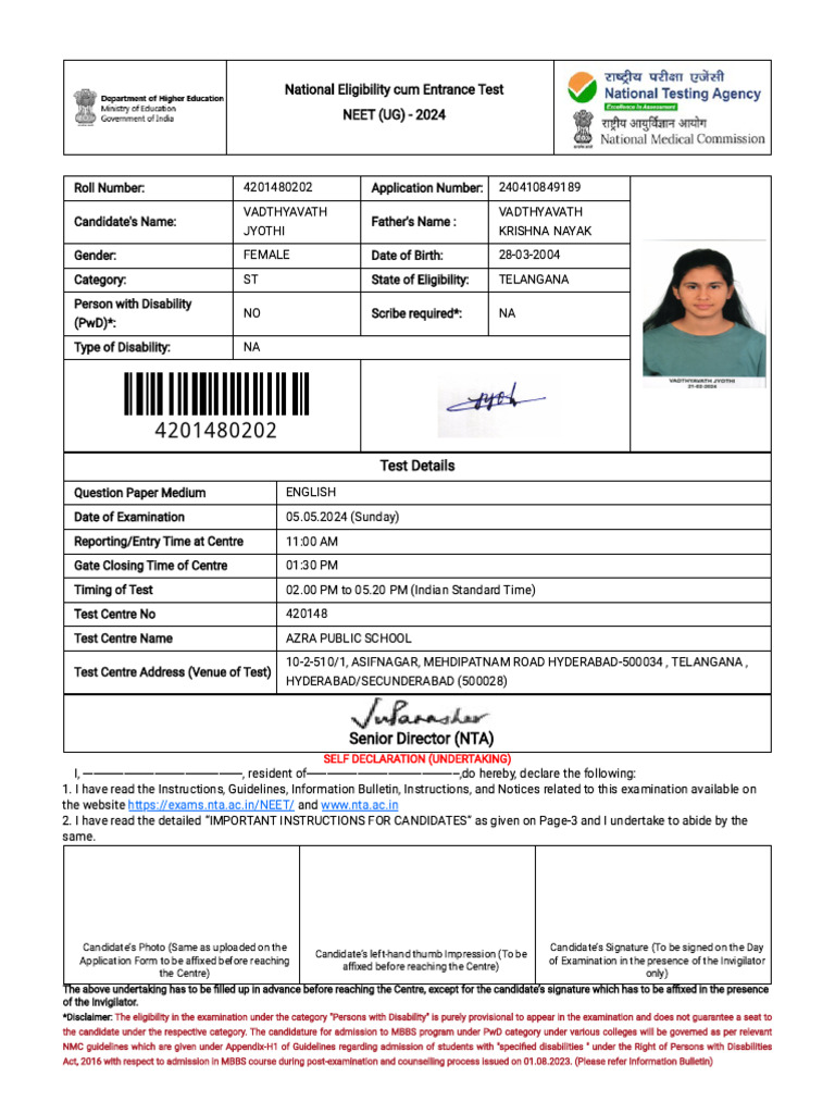 Neet - Ntaonline.in Frontend Web Admitcard Index | PDF | Identity Document