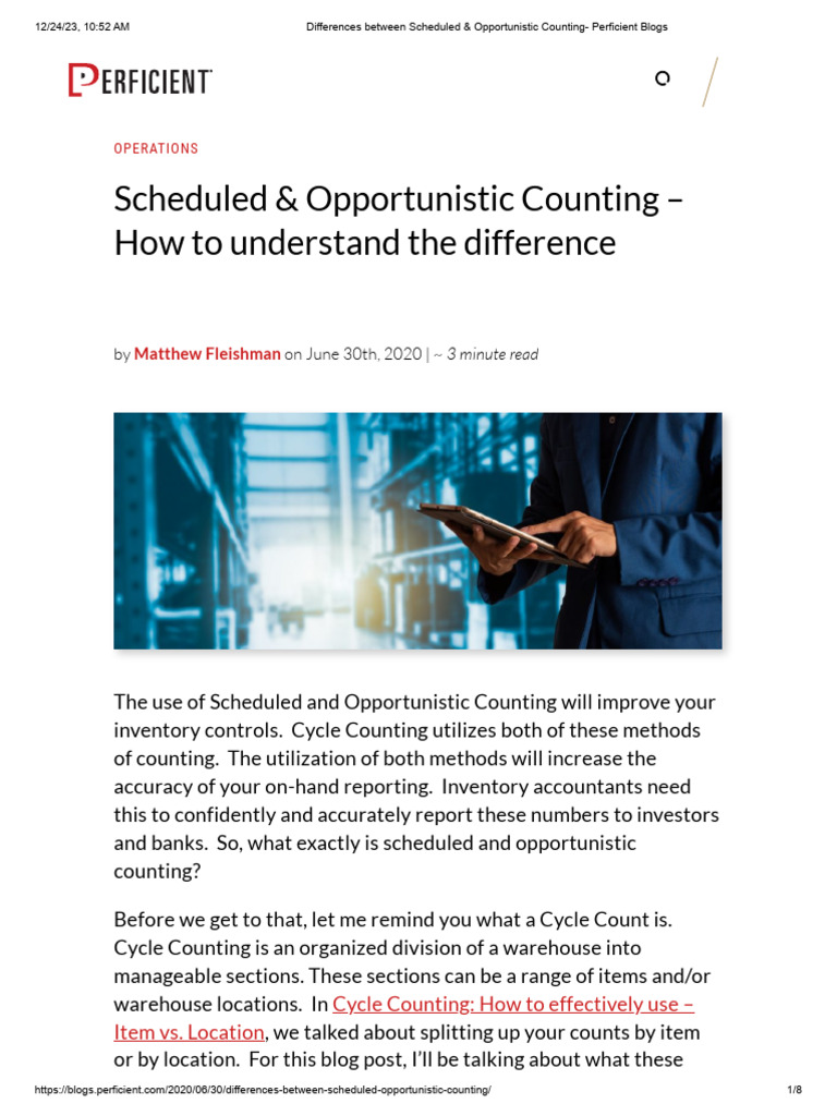 Differences Between Scheduled & Opportunistic Counting - Perficient Blogs | PDF | Inventory ...