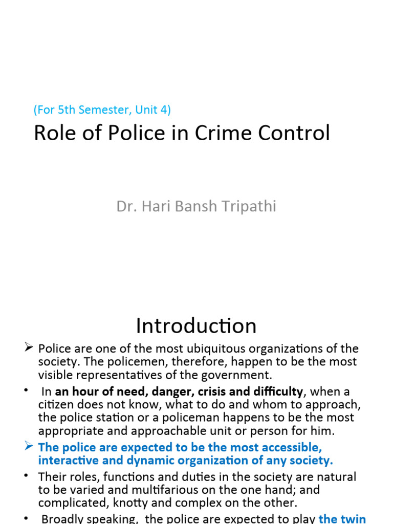 Unit 4 Role of Police in Crime Control | PDF | Arrest | Police