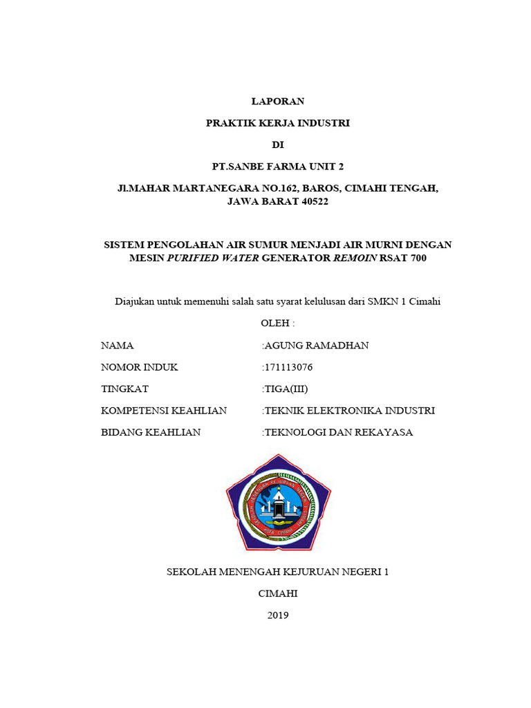 Sistem Pengolahan Air Murni Sanbe Farma | PDF | Teknologi & Rekayasa