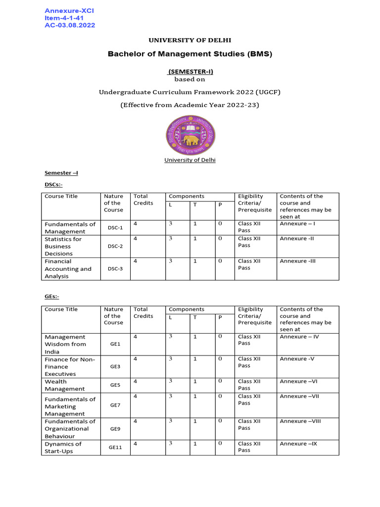 BMS FOM, Stats, Accounts SYLLABUS (Semester-1) | PDF | Linear ...