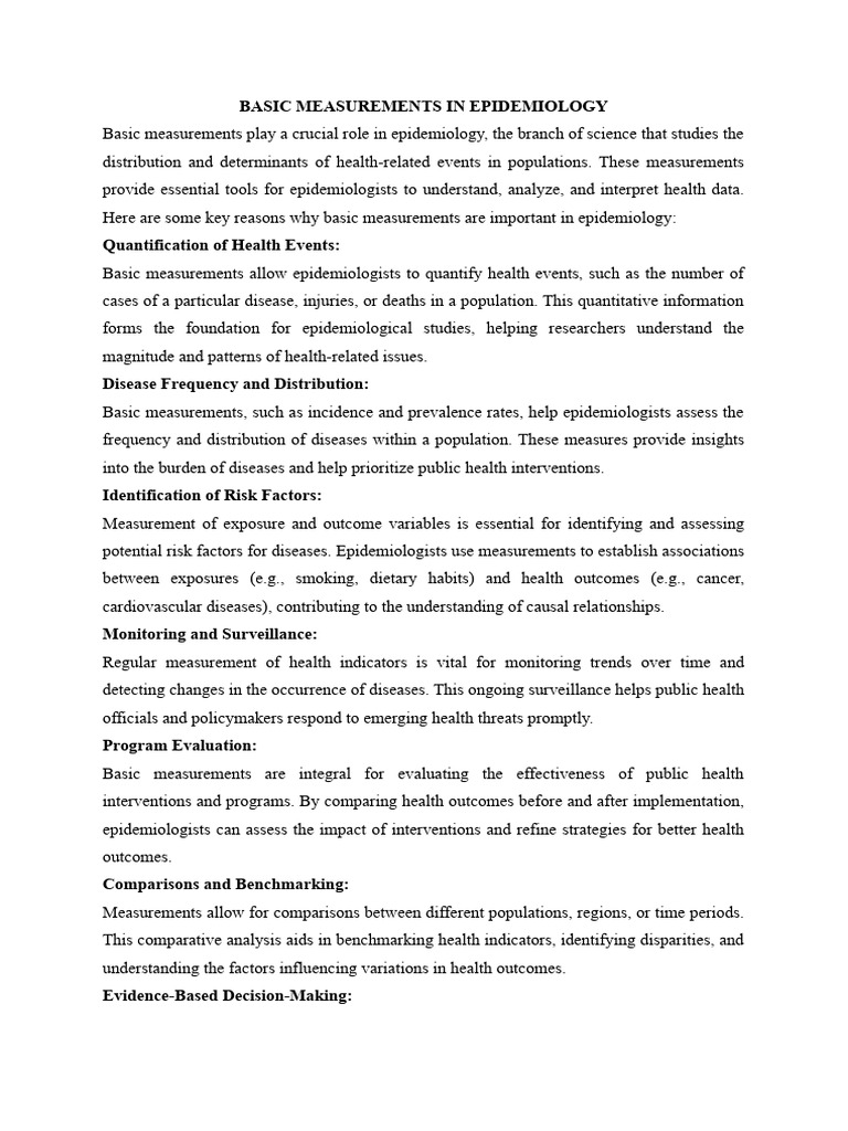 Basic measurements in epidemiology | PDF | Epidemiology | Public Health Basic measurements in epidemiology | PDF | Epidemiology | Public Health