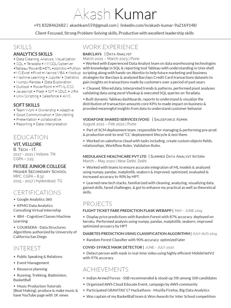Akash Kumar Resume - 3 | PDF | Analytics | Data Analysis