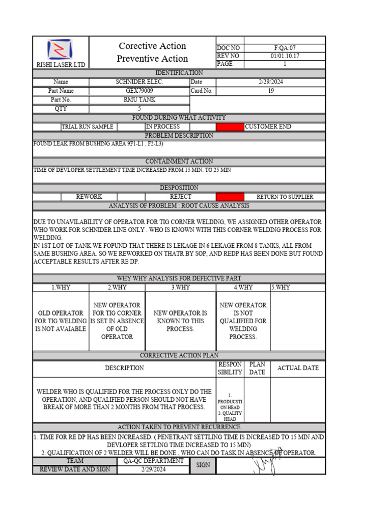 Issue Solution For Lekage | PDF | Welding | Construction
