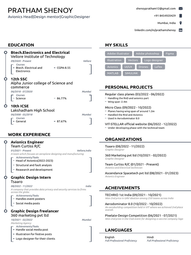 PRATHAM's Resume | PDF | Graphic Design