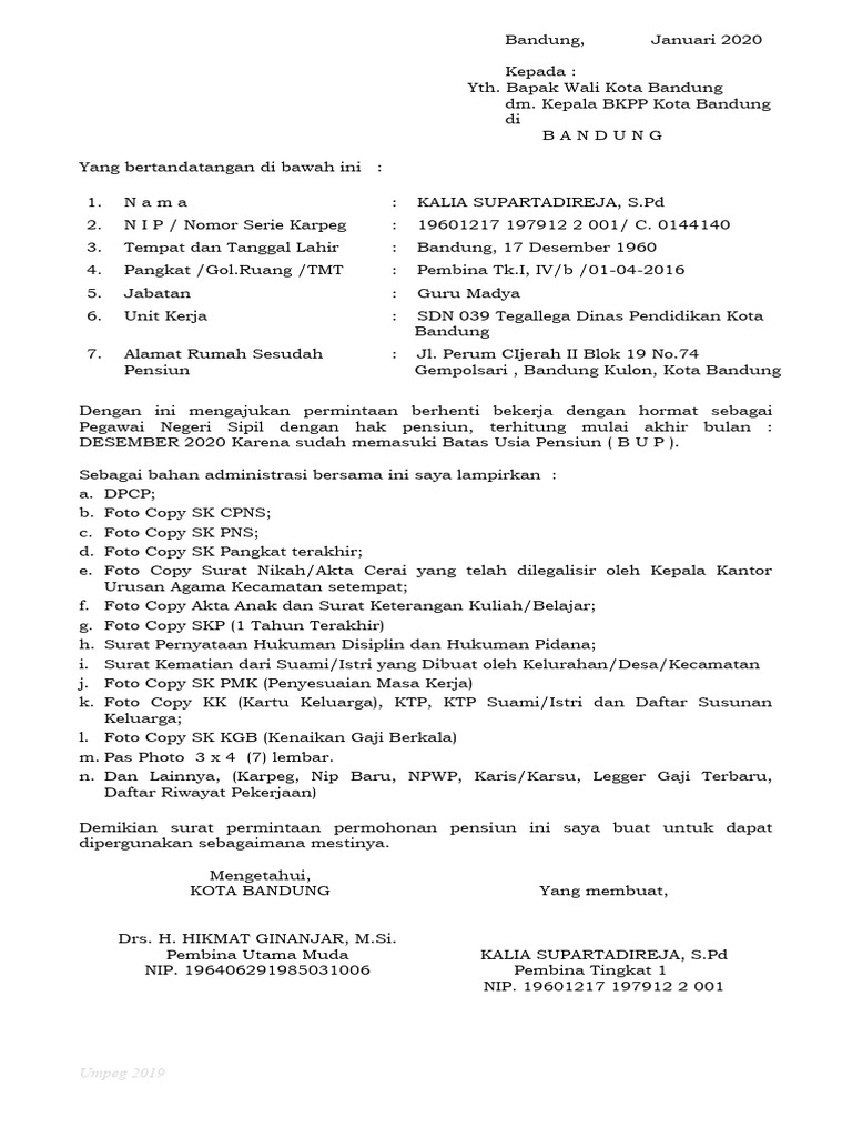 SR Pensiun BUP | PDF