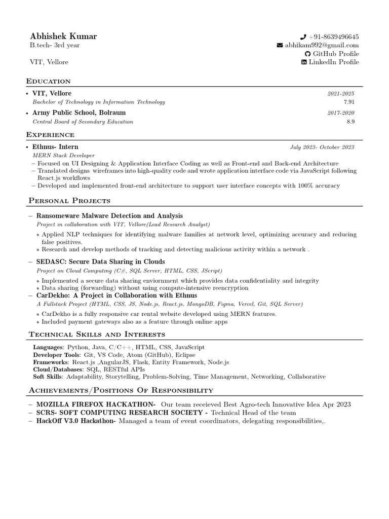 Abhishek Kumar Old Resume | PDF | Java Script | Malware Abhishek Kumar Old Resume | PDF | Java Script | Malware