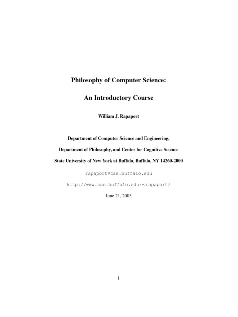 Philosophy of Computer Science: An Introductory Course: William J ...