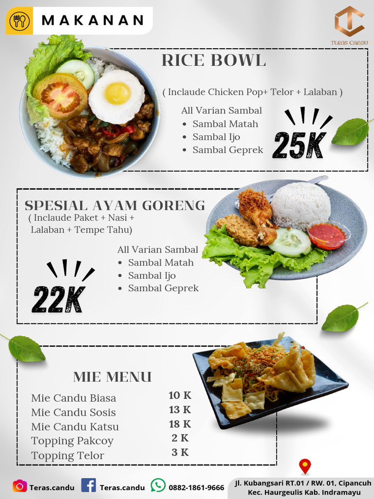 Varian Menu Teras Candu Indramayu | PDF | Cuisine | Foods
