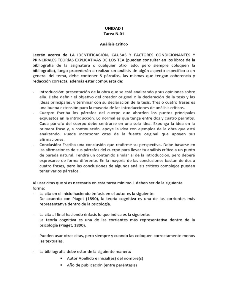 Rúbrica Tarea N.01 | PDF | Bibliografía