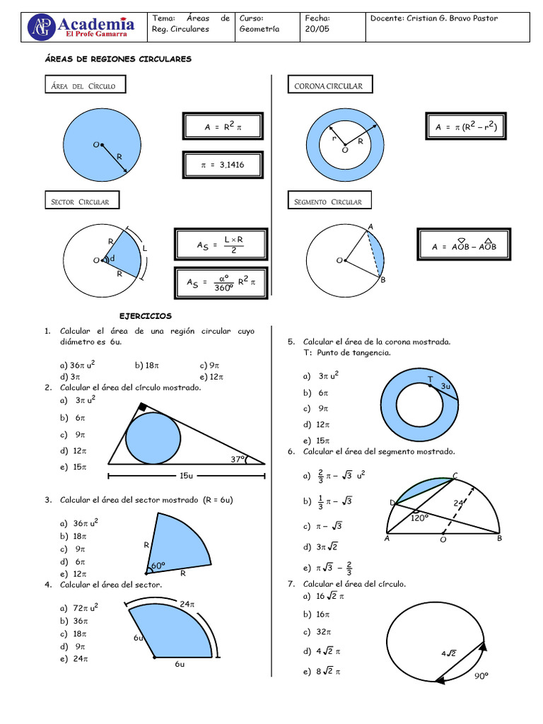 Áreas de Regiones Circulares | PDF | Triángulo | Geometría euclidiana