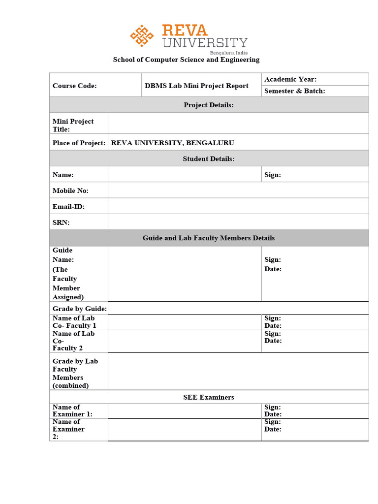 DBMS Mini Project-Format | PDF | Html | Relational Database