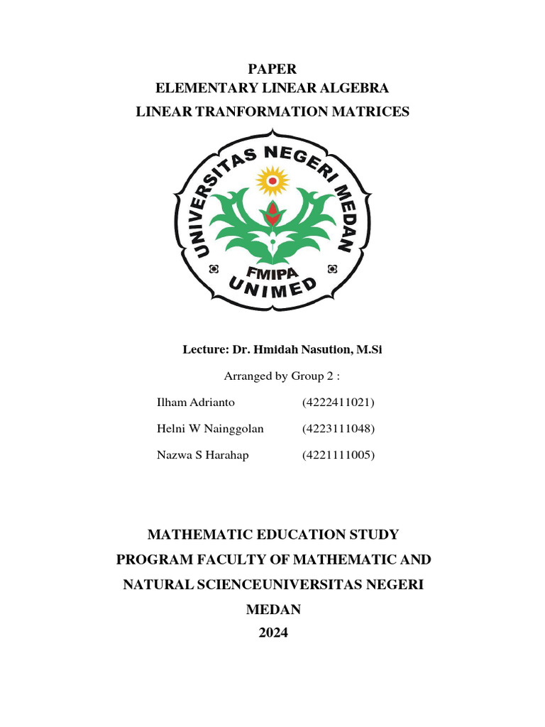 Group 2 Linear Transformation Matrices (Mesp 2022) | Download Free PDF | Linear Map | Basis ...