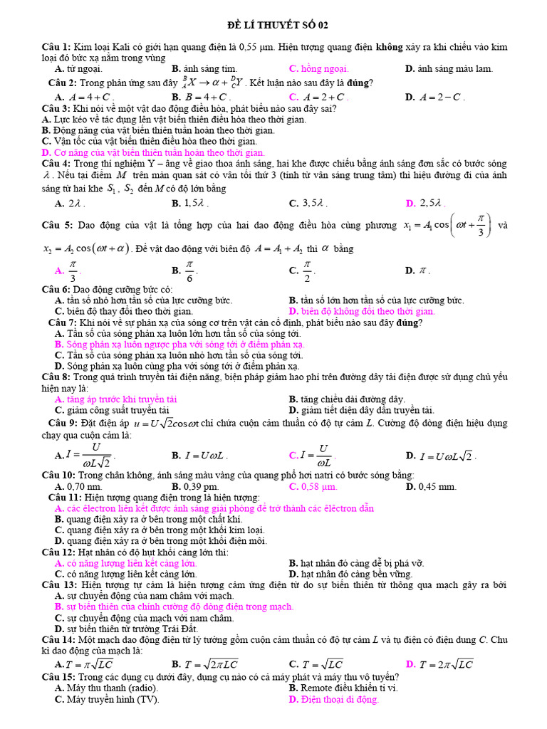 Đề Thi Lý Thuyết Sô 02 | PDF