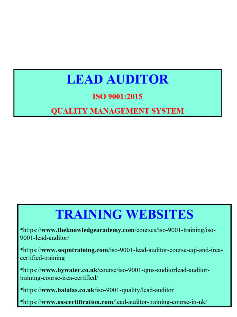 9k Lead Auditor Management System - IQA | PDF | Quality Management ...