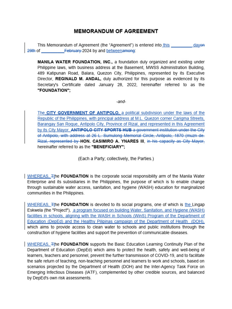 MEMORANDUM OF AGREEMENT | PDF | Employment | Privacy