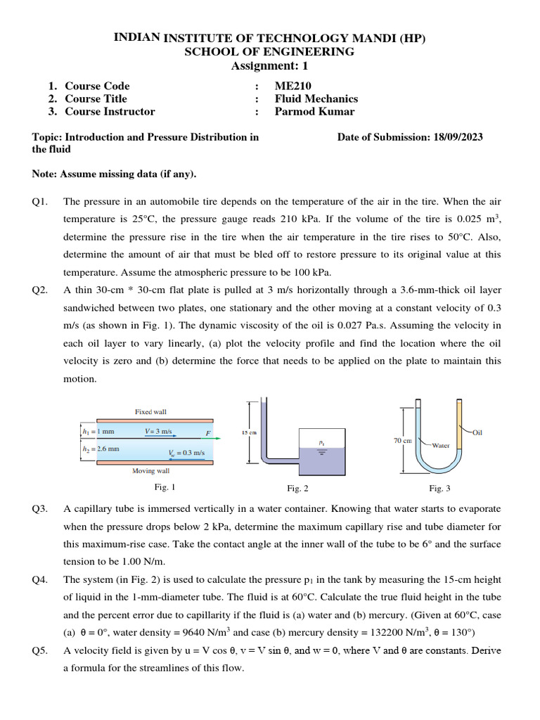 Assignment 1 | PDF | Pressure | Pressure Measurement