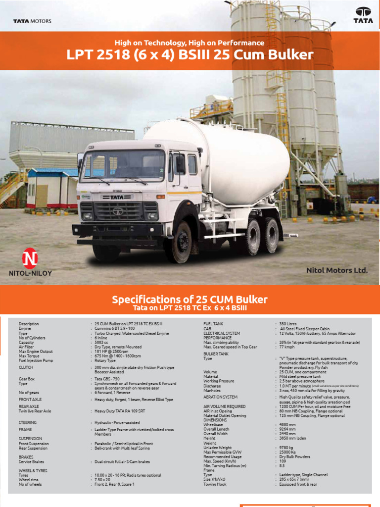 LPT 2518 BSIII Bulker (6x4) | PDF | Engines | Truck
