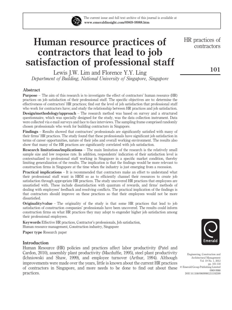 Lim&Ling 2012 | PDF | Human Resource Management | Performance Appraisal