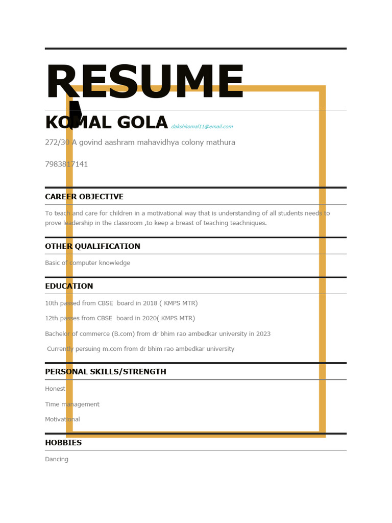 Komal CV | PDF