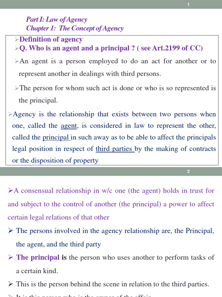 01, Part I Law of Agency | PDF | Law Of Agency | Legal Liability