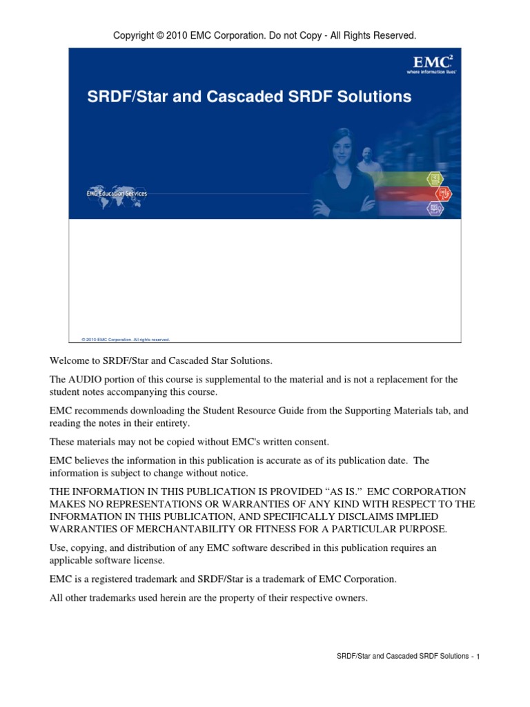 SRDF Star and Cascaded SRDF Solution SRG | PDF | Replication (Computing) | Cache (Computing)