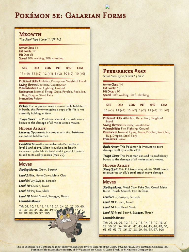 Galarian Forms - GM Binder | PDF | Pokémon | Role Playing Games