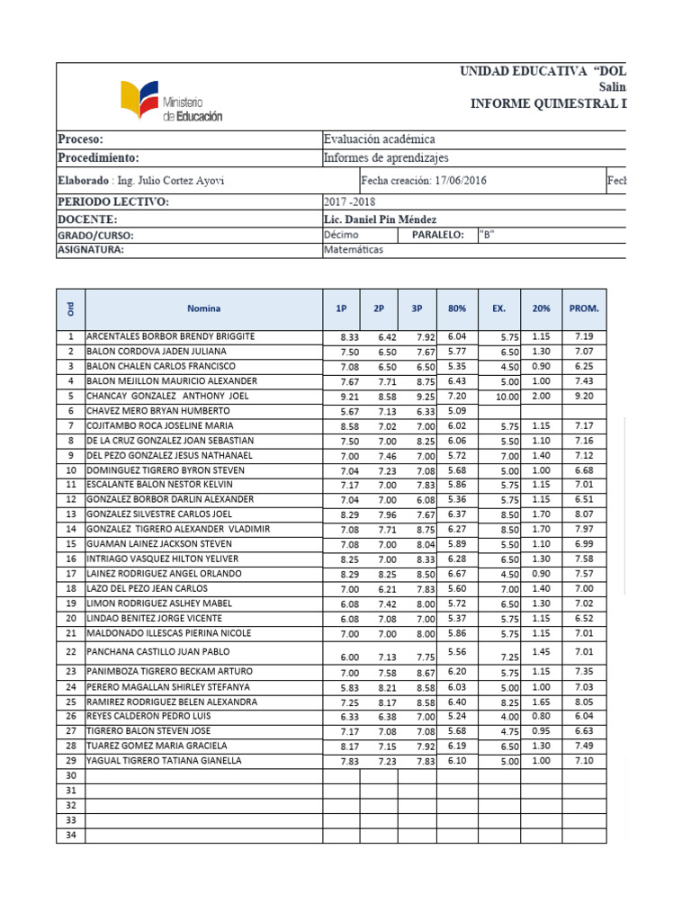 Decimo B 1er Quim | PDF