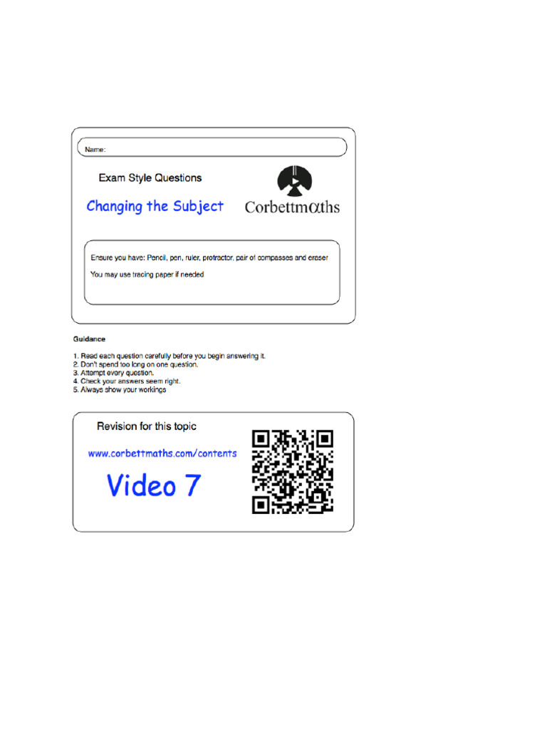 Changing The Subject Answers | PDF