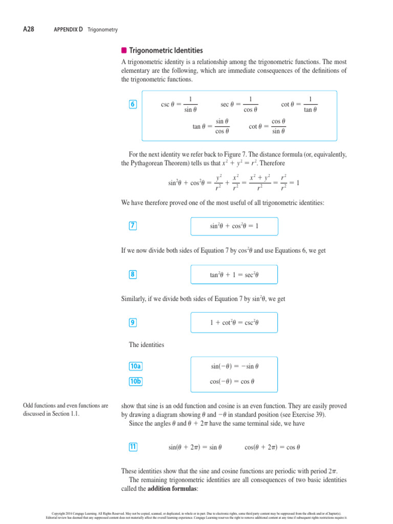 C2.2 Trigonometric Identities - Stewart | PDF | Trigonometric Functions ...